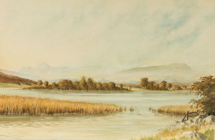 Walkden Fisher (1913-1979) FRSA - 1970 Gouache, Elterwater Lake Landscape