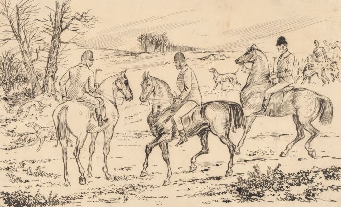 Charles William Cole - Late 19th Century Pen and Ink Drawing, Hunting Scene