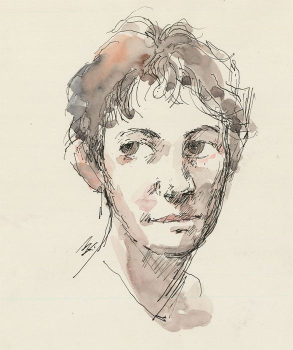Peter Collins ARCA - c.1985 Pen and Ink Drawing, Portrait of Anita