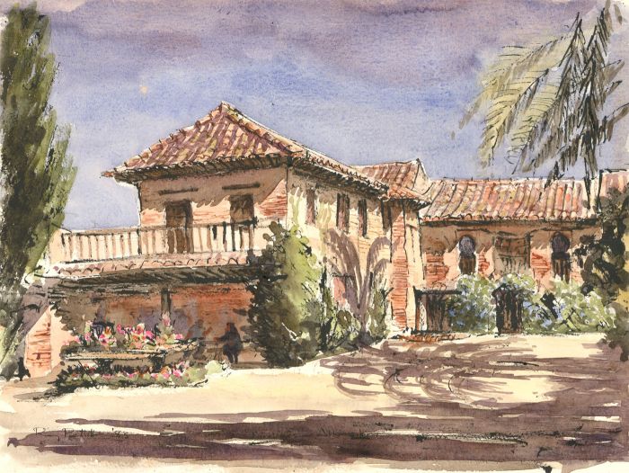 Roy Pettit (b.1935) - Signed 1983 Watercolour, Villa Scene