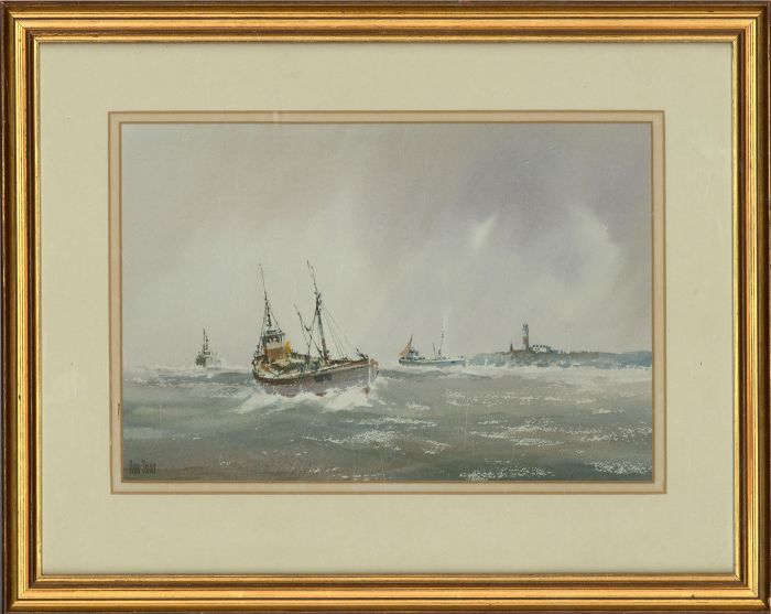 Peter Toms (b.1940) - 20th Century Watercolour, Trawlers off Portland Bill
