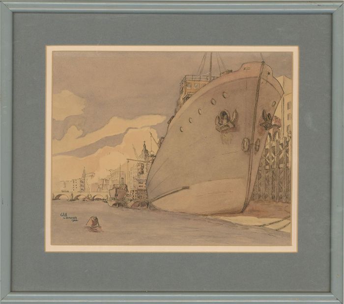 William C. Clements (1903-1983) - 1944 Watercolour, High + Dry, London ...