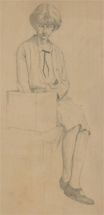 Mid 20th Century Graphite Drawing - The Student