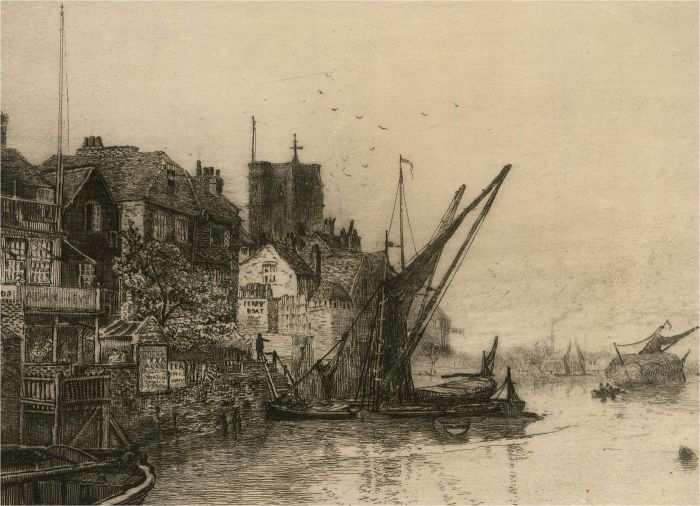 Charles Edward Holloway (1838-1897) - Etching, Old Chelsea Church
