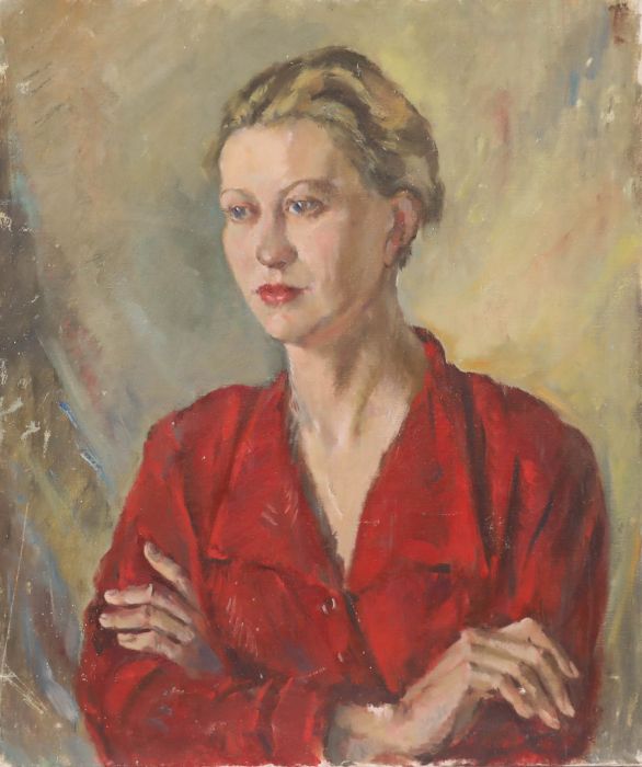 Marjorie Heather - 20th Century Oil, Lady in the Red Blouse