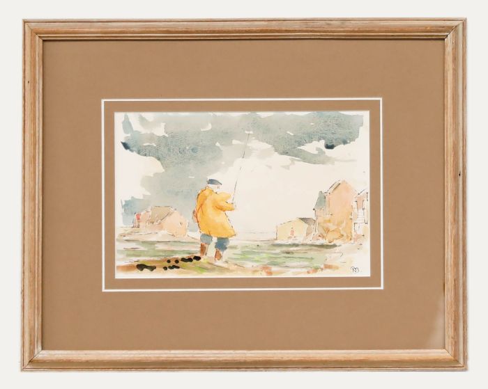 Roland Batchelor (1889-1990) - Framed Watercolour, Fisherman in his ...