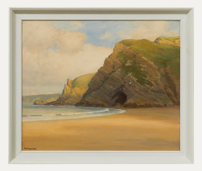 G. E. Treweek (1869-1961) - Early 20th Century Oil, Newquay, Cliffs