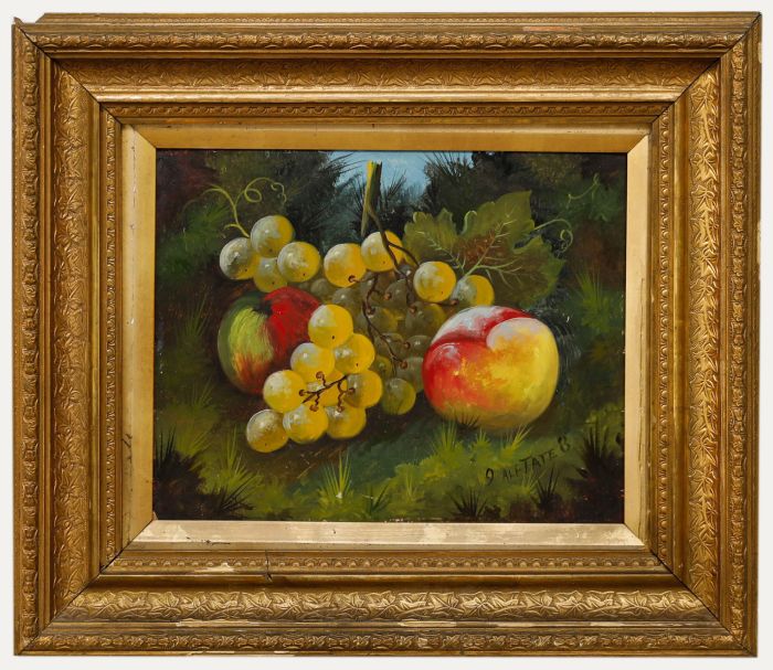 Alfred Tate - Framed Late 19th Century Oil, Still Life, Apples and Grapes
