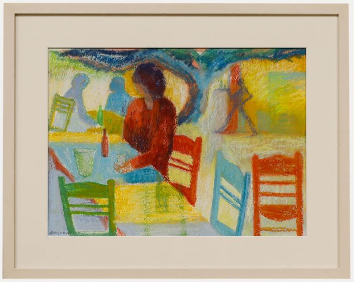 Mary Chugg (1935-2024) - Framed Contemporary Pastel, A Cretan Taverna III