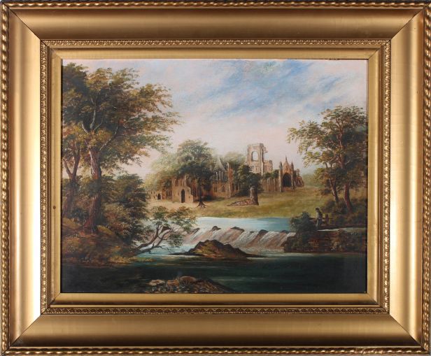 Early 20th Century Oil - Fountains Abbey Ruins