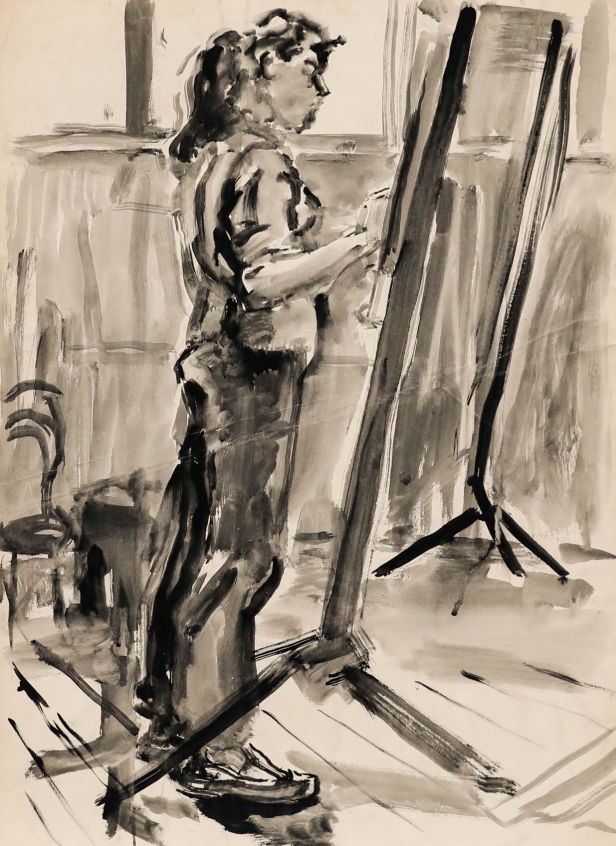 Colin Moss (1914-2005) - 20th Century Watercolour, Woman at Her Easel