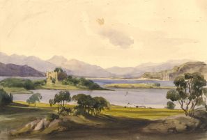 C. Stanley - 1850 Watercolour, Dunstaffnage Castle