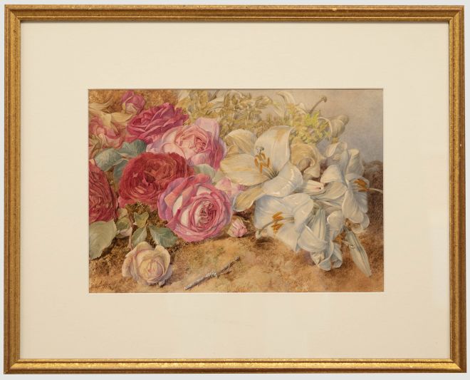 Mary E. Duffield RI (1819-1914) - Framed Watercolour, White Lilies ...