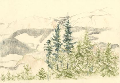 Mid 20th Century Lithograph - Alpine Landscape