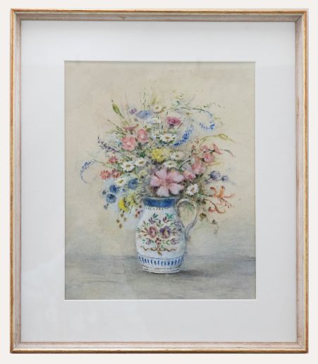 Ethel Sophia Cheeswright (1874-1977) - Pastel, Wildflowers in a Pottery Jug