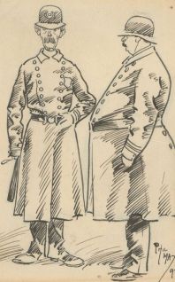 Phil May (1864-1903) - Signed 1893 Pen and Ink Drawing, New York Policemen