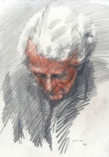 Graham Coton - 1986 Graphite Drawing, Portrait of an Old Woman